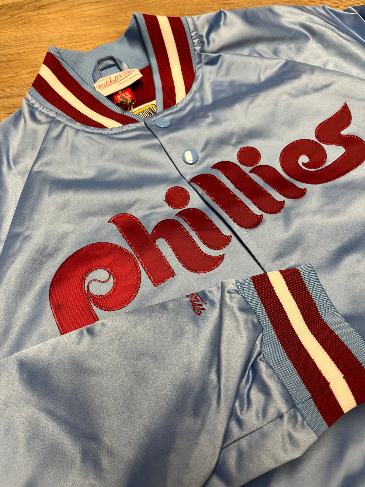 Phillies Throwback Powder Blue Lightweight Satin Jacket – Monkey's Uncle